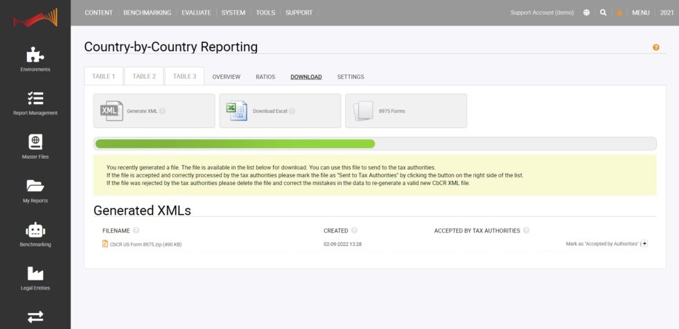 Convert Excel to Form 8975 Country-by-Country Report filing